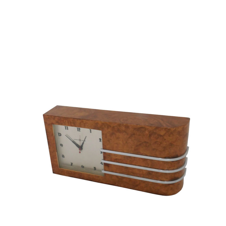 Streamline Burl Wood Clock by Gilbert Rohde || TFTM Melrose